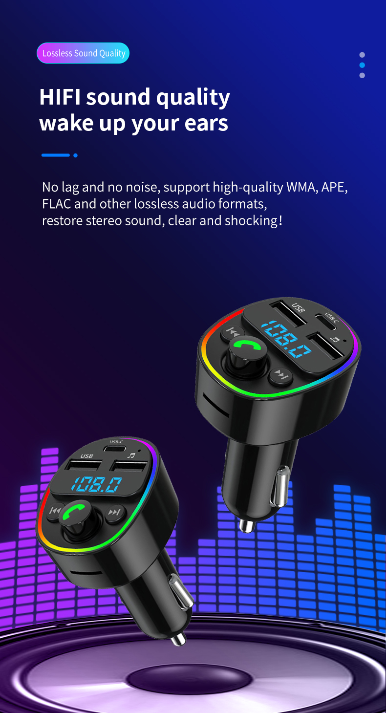 Bluetooth FM transmitter 3.1 A, Type C / G67 - DiviCo