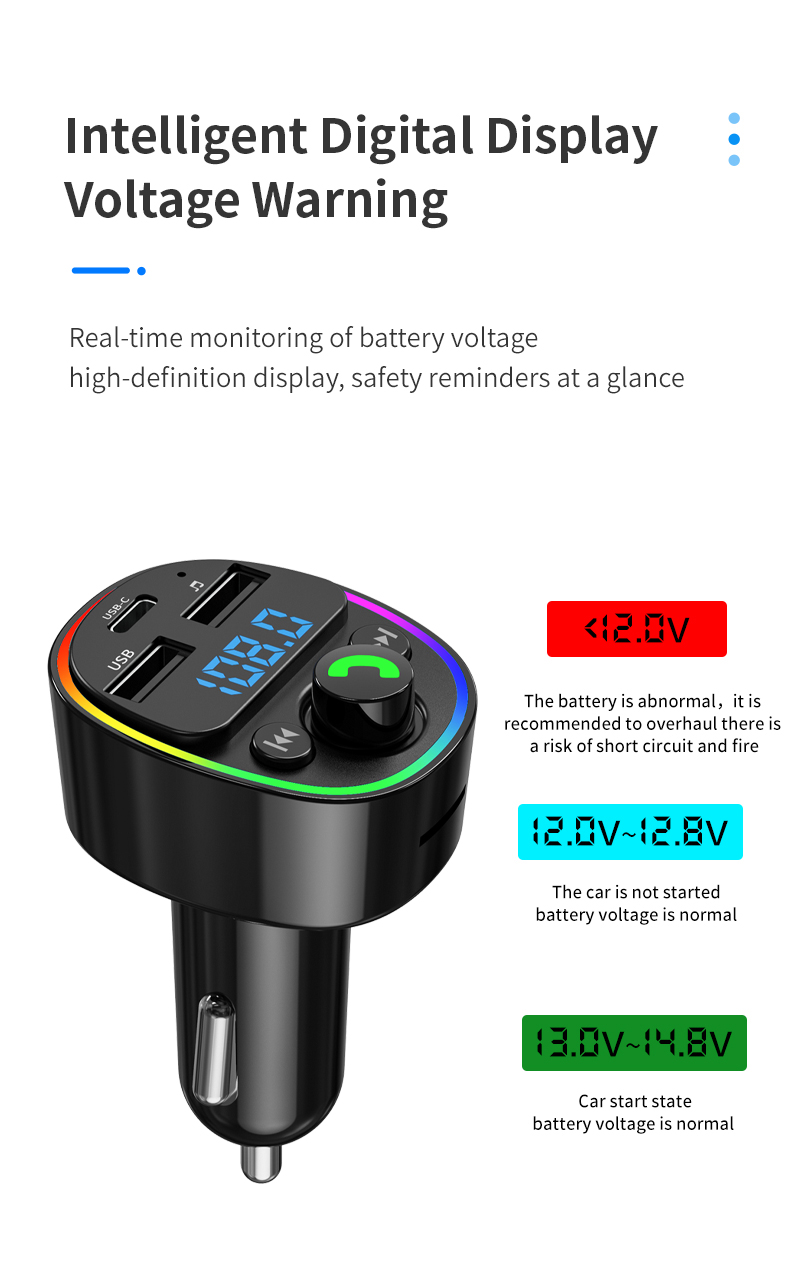 Bluetooth FM transmitter 3.1 A, Type C / G67 - DiviCo