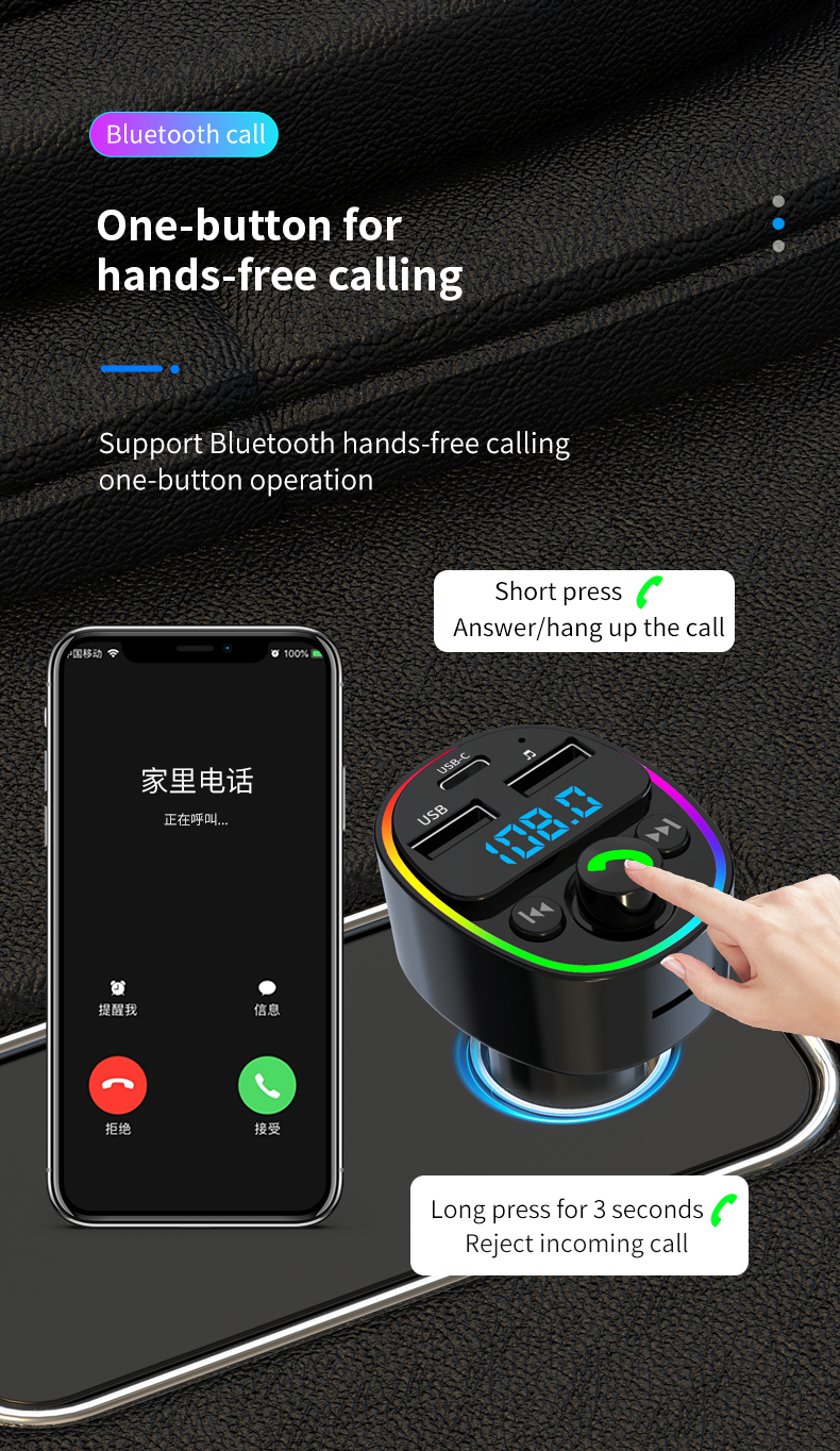 Bluetooth FM transmitter 3.1 A, Type C / G67 - DiviCo