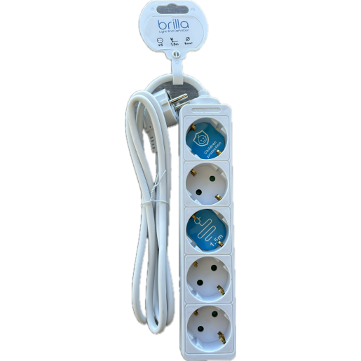Brilla produžni kabel s 5 utičnica, Max.2500W 10A/250V~ Dužina kabela 1 ...