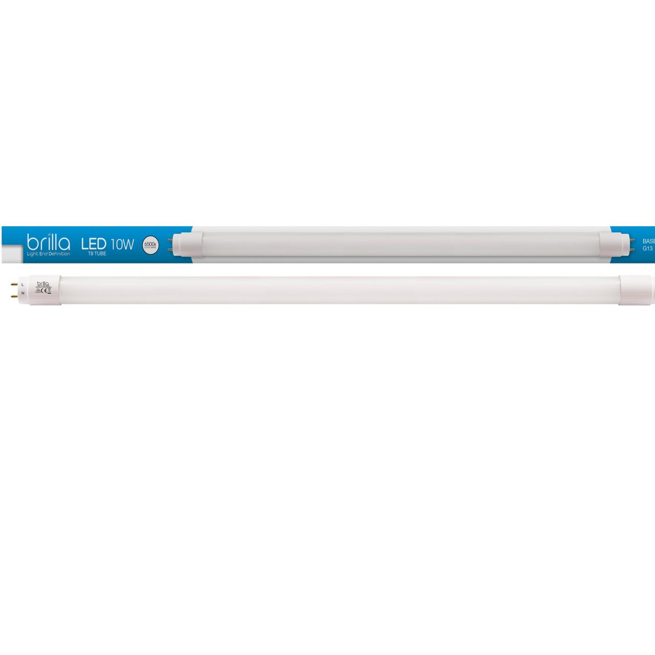 LED T8 Glass tube BRILLA 10W 220-240V 6500K 1000lm G13 / 0.6m / 0.9m ...